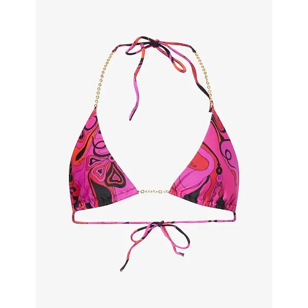 Emilio Pucci Occhi Printed Triangle Bikini Top - Fuchsia Black