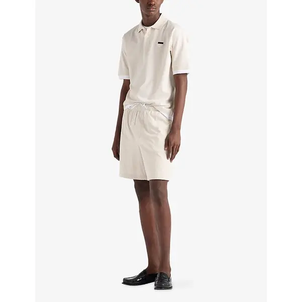 Prada Layered-effect Boxy-fit Cotton Polo Shirt - Neutral