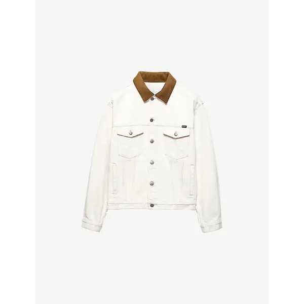 Prada Leather-collar Denim Trucker Jacket - White
