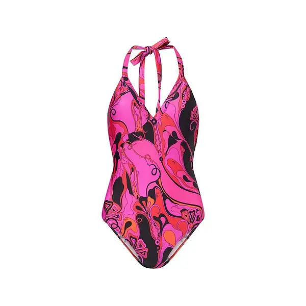 Emilio Pucci Orchidee Printed Swimsuit - Fuchsia Black
