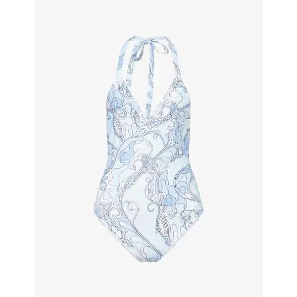Emilio Pucci Orchidee Printed Swimsuit - Pale Blue