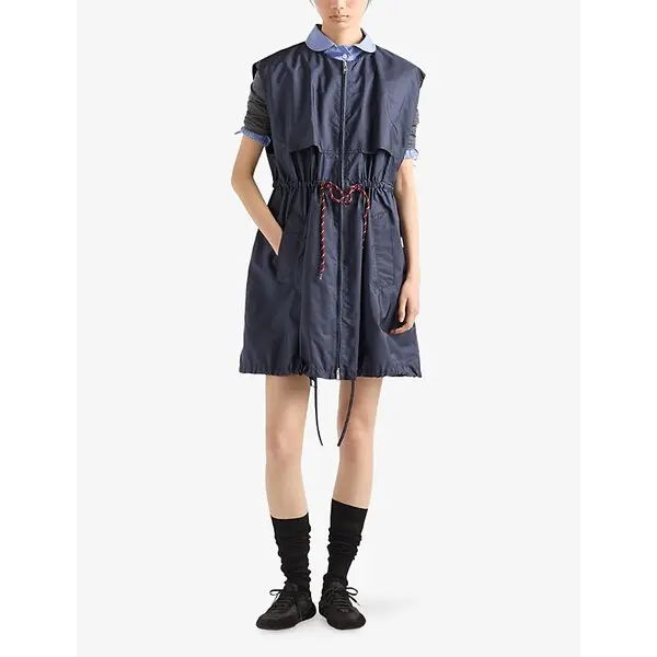Prada Re-nylon Light Sleeveless Woven Mini Dress