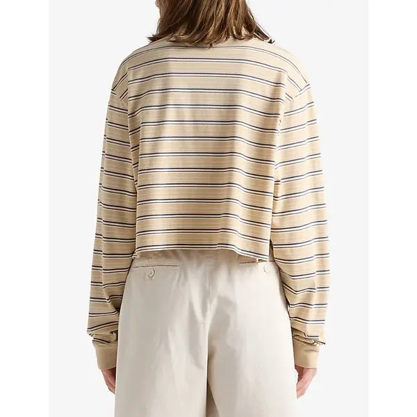 Prada Striped Piqué Cotton Polo Shirt