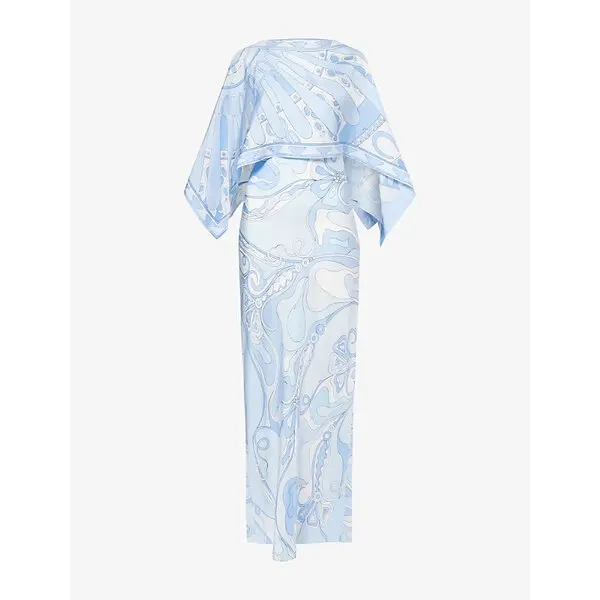 Emilio Pucci Graphic-print Silk Maxi Dress - Pale Blue