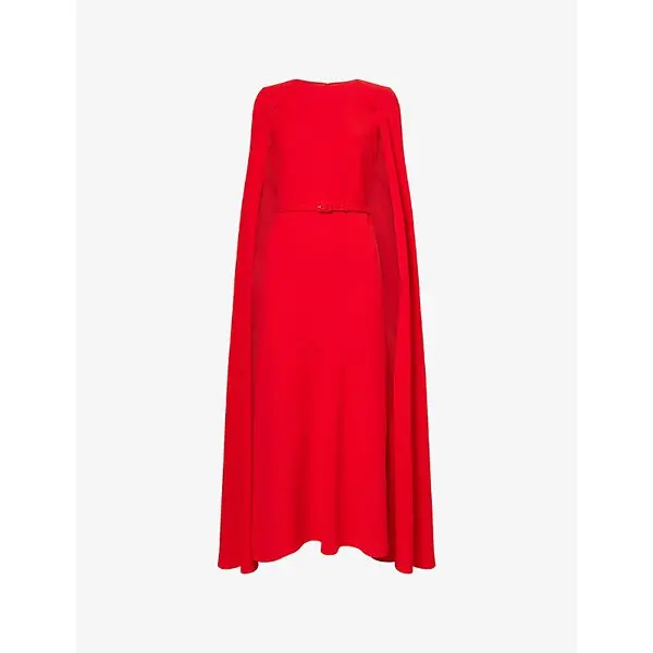 Roland Mouret Cady Belted Woven Midi Dress - Red