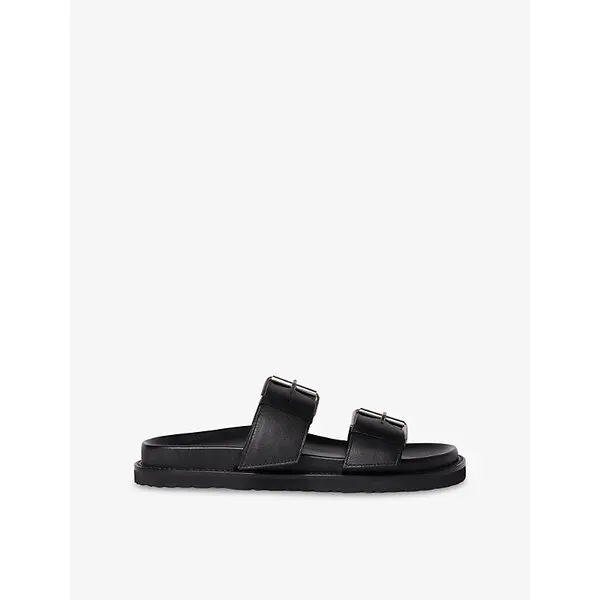 Whistles Double-buckle Leather Slides - Black