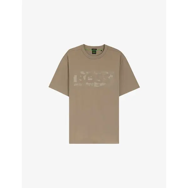 BOSS Artwork-logo Stretch-cotton T-shirt - Light/pastel Green