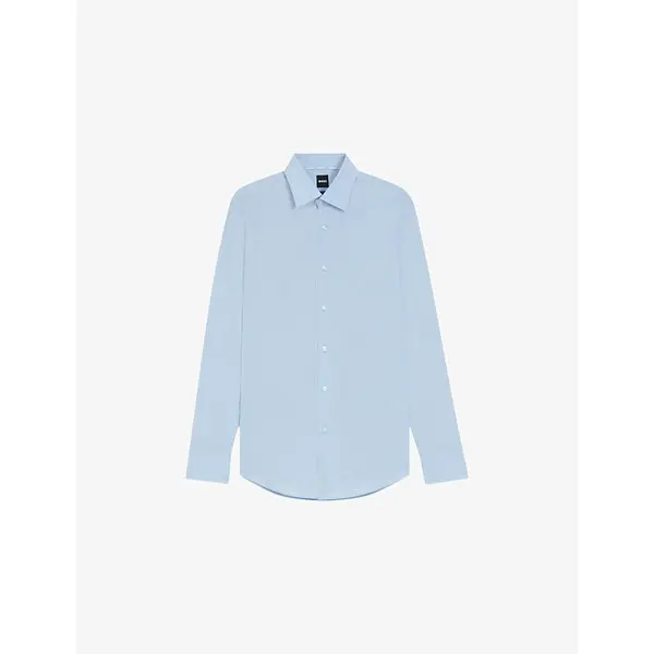 BOSS Slim-fit Easy-iron Stretch Cotton-poplin Shirt - Light/pastel Blue