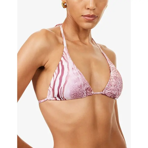 GRACEJACOB Tora Gold Palm Bikini Top