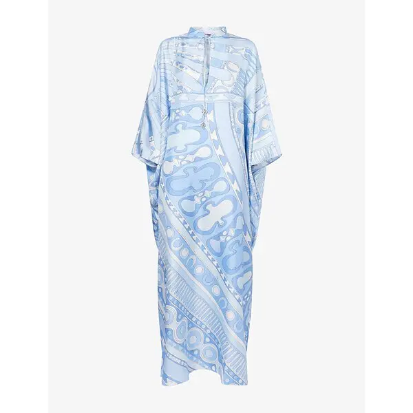 Emilio Pucci Soleil Printed Silk Kaftan - Pale Blue