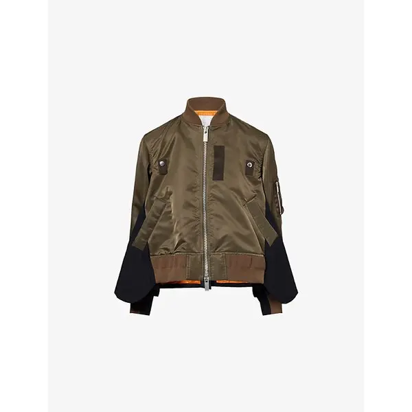 Sacai Panelled Woven Bomber Jacket - D Khaki Navy