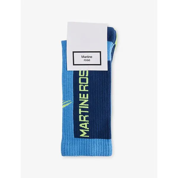 Martine Rose Cotton-blend Socks Pack Of Two - Blue Lime