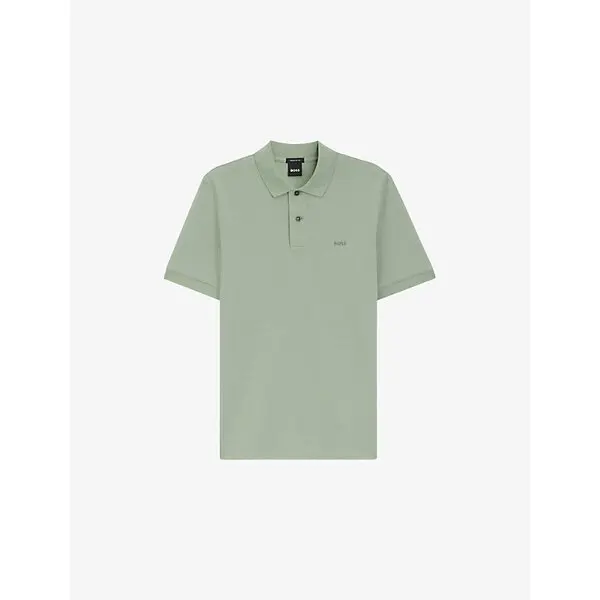 BOSS Pallas Logo-embroidered Cotton-piqué Polo Shirt - Open Green