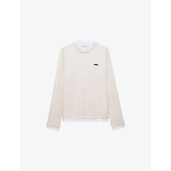 Prada Layered-effect Long-sleeved Cotton T-shirt
