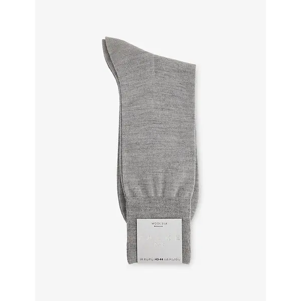 Falke No 9 Crew-length Wool-blend Socks - Light Grey Melange