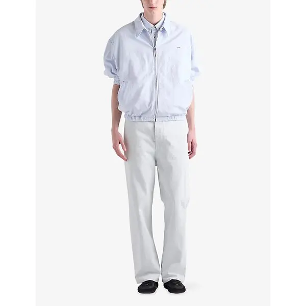 Prada Brand-embroidered Chest-pocket Cotton-chambray Shirt