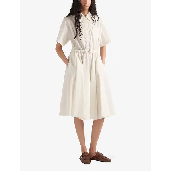 Prada Short-sleeved Technical Cotton-blend Midi Shirt Dress
