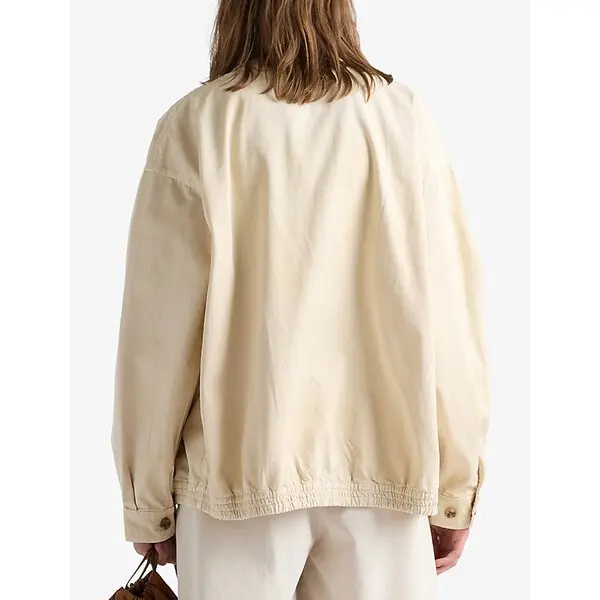 Prada Leather-collar Cotton-gabardine Blouson Jacket