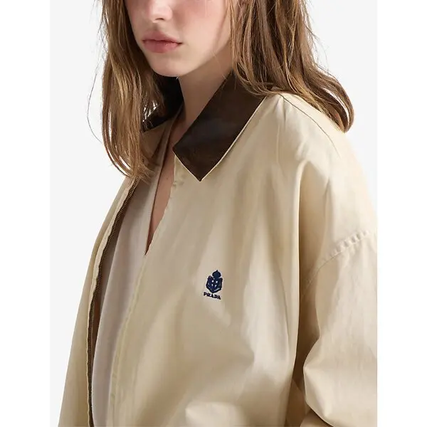 Prada Leather-collar Cotton-gabardine Blouson Jacket