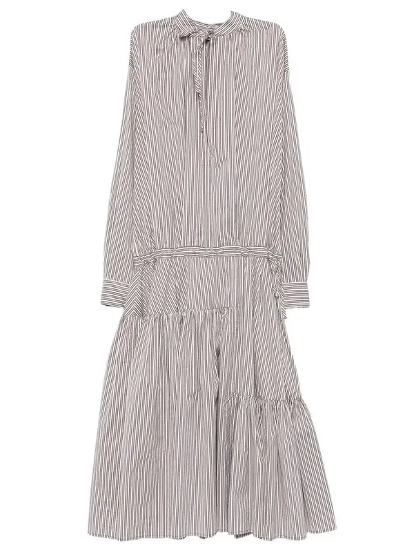 Dries Van Noten Denvo Striped Silk-blend Long Dress - Brown