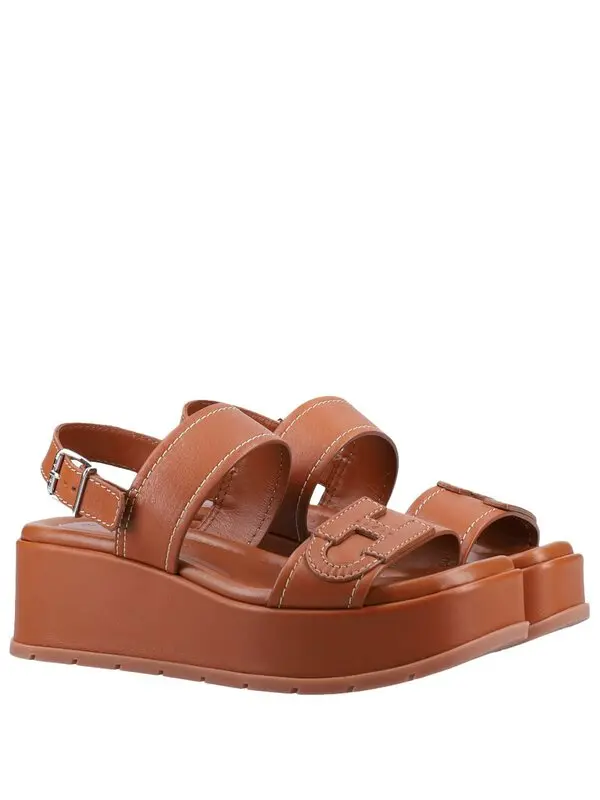 Hogan H703 Leather Platform Sandals