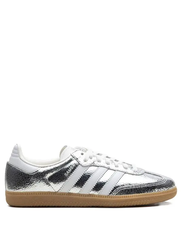 Adidas Samba Og Cracked Leather Sneakers - Metallic
