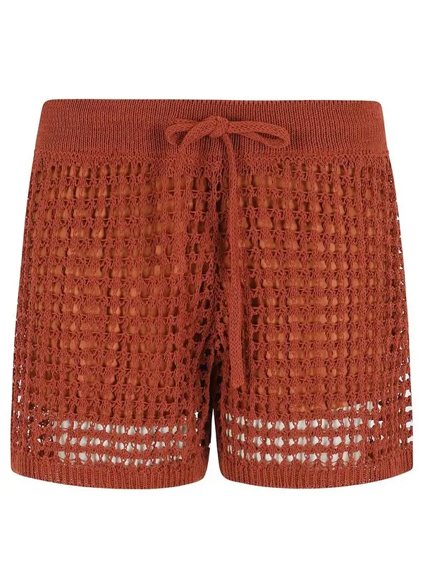 ROBERTO COLLINA Open-knit Drawstring Shorts - Red