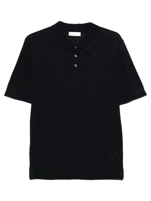 ROBERTO COLLINA Silk Fine Knit Polo Shirt - Blue