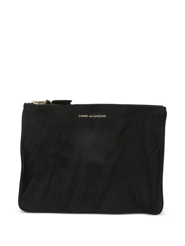 Comme Des Garçons Washed Leather Wallet With Zip - Black
