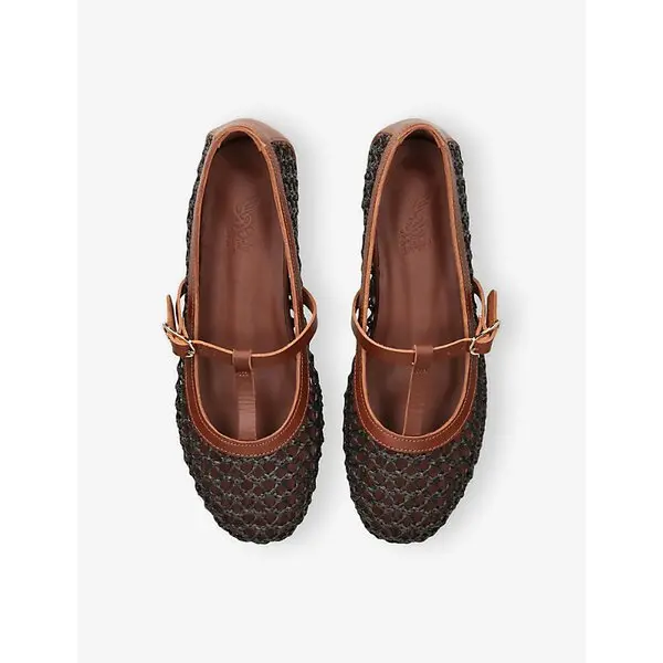 ANCIENT GREEK SANDALS Aerati Raffia And Leather Ballet Flats