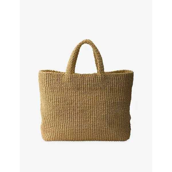 Prada Logo-embroidered Crochet Tote Bag - Neutral