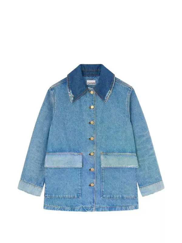 GANNI Raw-cut Denim Jacket - Blue