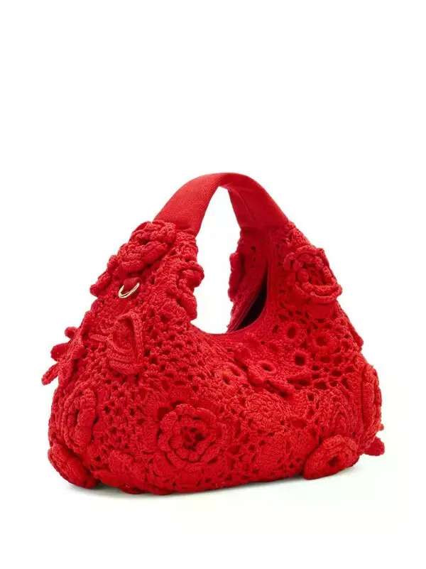 GANNI Crochet Floral Applique Mini Bag - Red