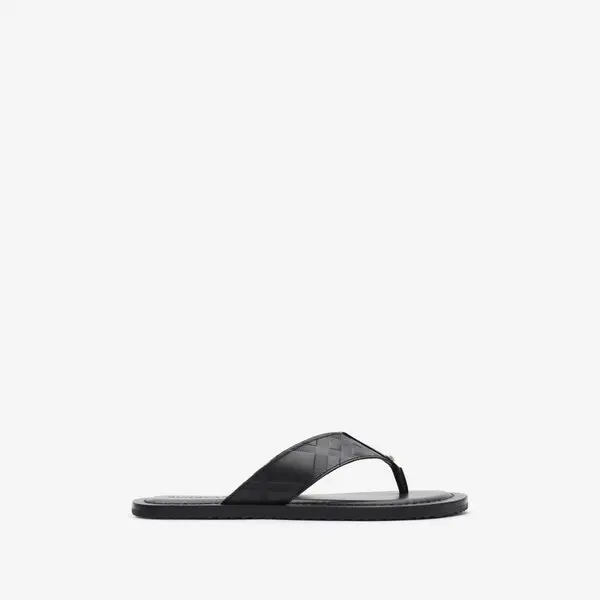 Burberry Embossed Check Leather Pavilion Sandals