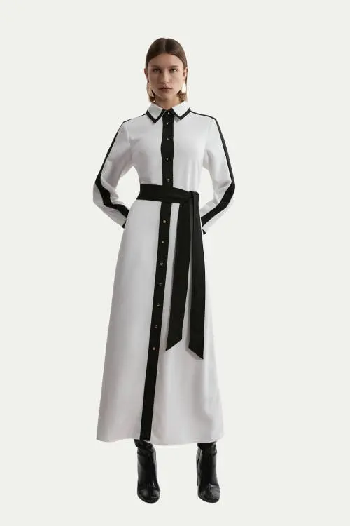 Karen Millen Petite Belted Midi Shirt Dress - Ivory