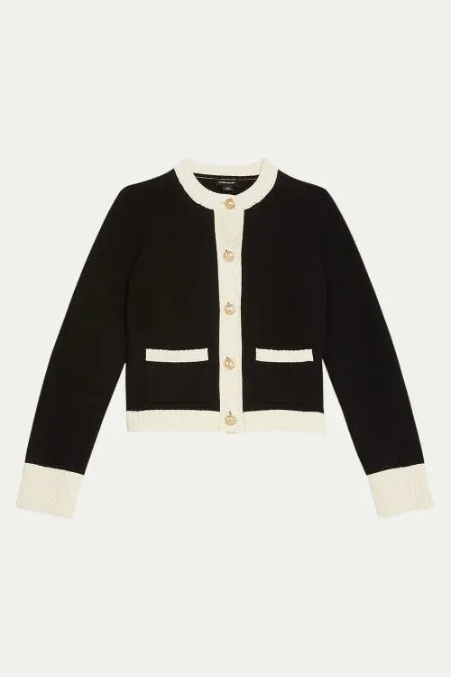 Karen Millen Cotton Cropped Knit Boxy Cardigan