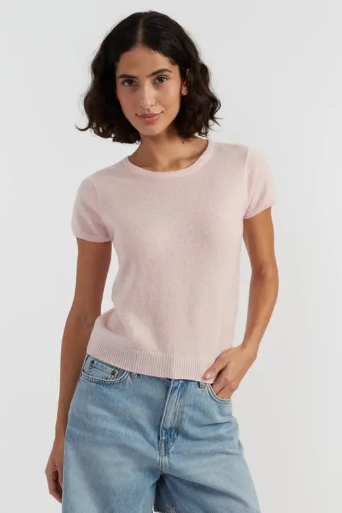 Chinti & Parker Air Pure Cashmere T-shirt - Soft Pink
