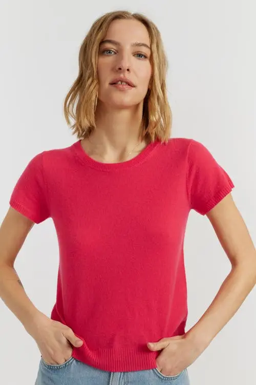 Chinti & Parker Air Pure Cashmere T-shirt - Water Melon Pink