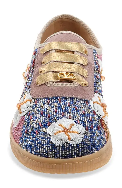 Valentino Garavani Cosmatesque Sequins And Floral Embroidery Sneakers