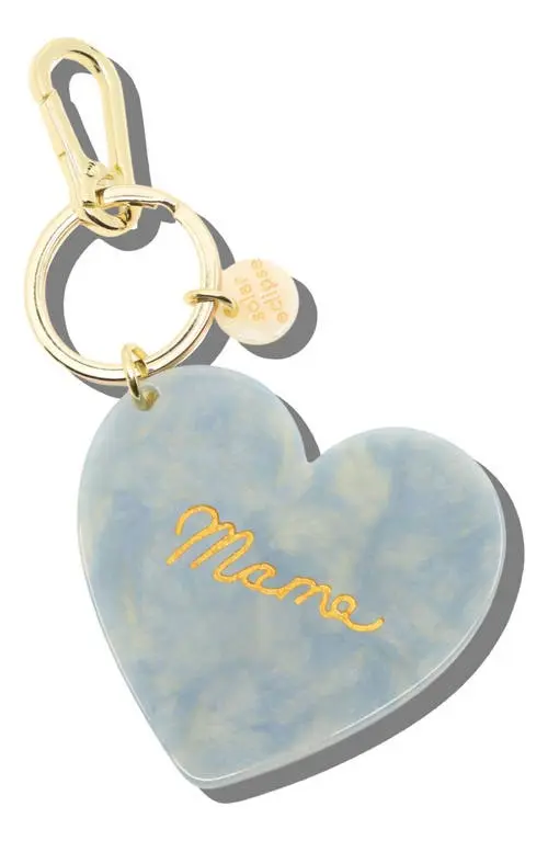 SOLAR ECLIPSE Mama Heart Hand-painted Keychain Bag Charm - Baby Blue