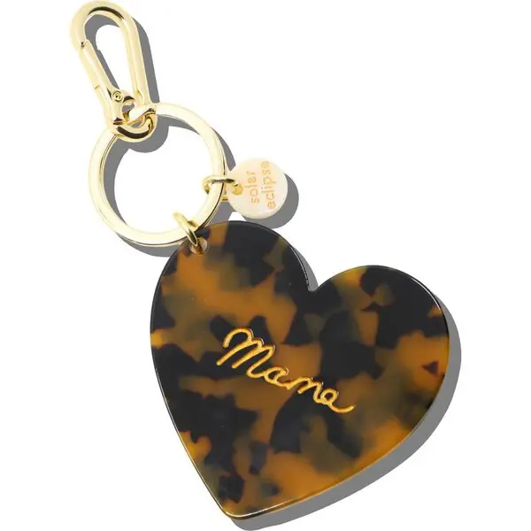SOLAR ECLIPSE Mama Heart Hand-painted Keychain Bag Charm - Brown
