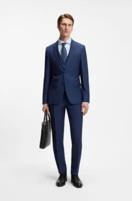 BOSS One Slim-fit Shirt In A Structured Cotton Blend - Light Blue