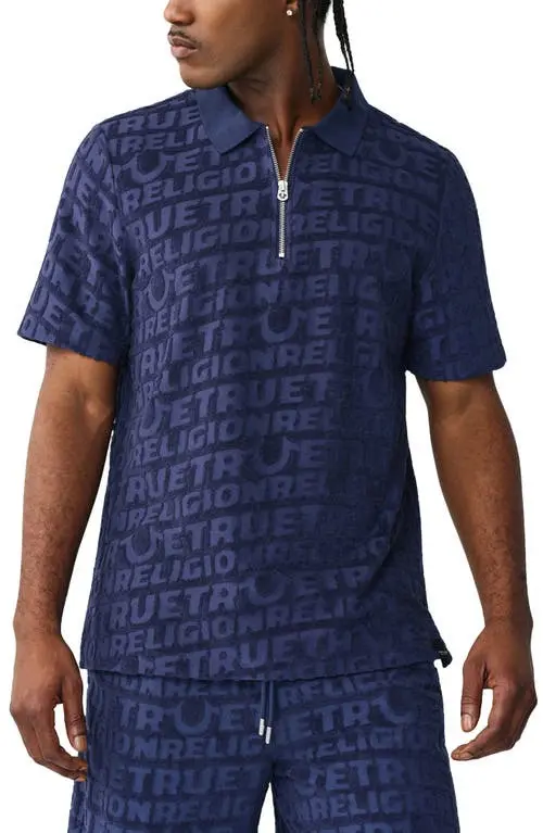 True Religion Logo Terry Zip Polo