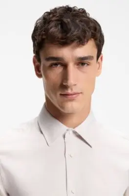BOSS Slim-fit Shirt In Italian-made Structured Cotton
