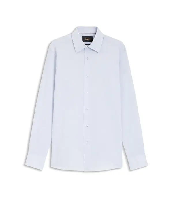 BOSS Slim-fit Shirt In Italian-made Structured Cotton - Light Blue