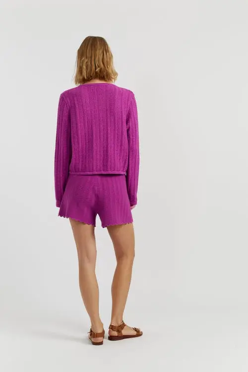 Chinti & Parker Cotton Crochet Shorts - Magenta