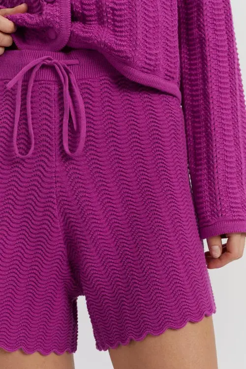 Chinti & Parker Cotton Crochet Shorts - Magenta