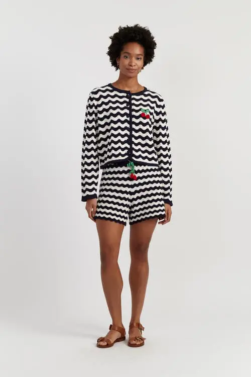Chinti & Parker Cotton Cherry Crochet Cardigan
