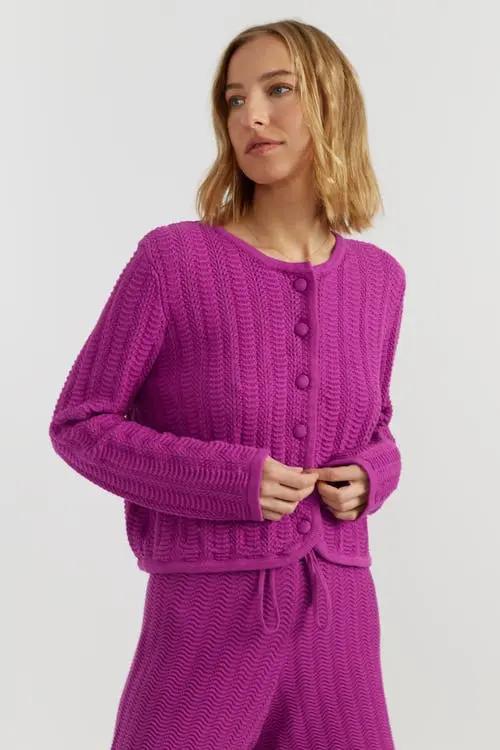 Chinti & Parker Cotton Crochet Cardigan - Magenta