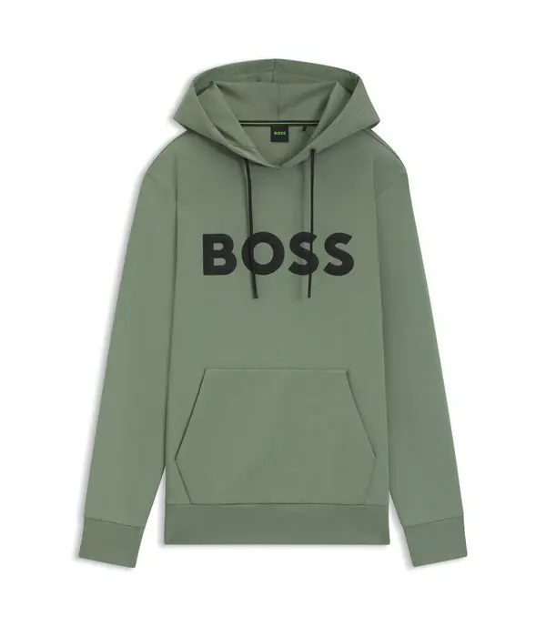 BOSS Cotton-blend Hoodie With Moulded Logo - Light Green